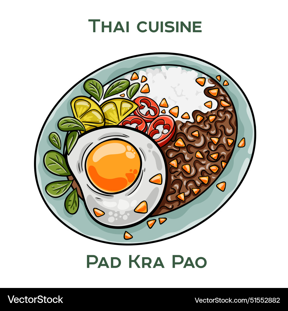 Traditional thai food on white Royalty Free Vector Image
