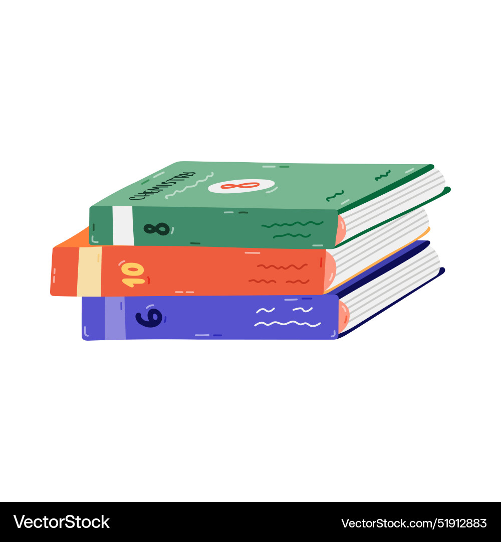 Cartoon stack of closed school textbook Royalty Free Vector