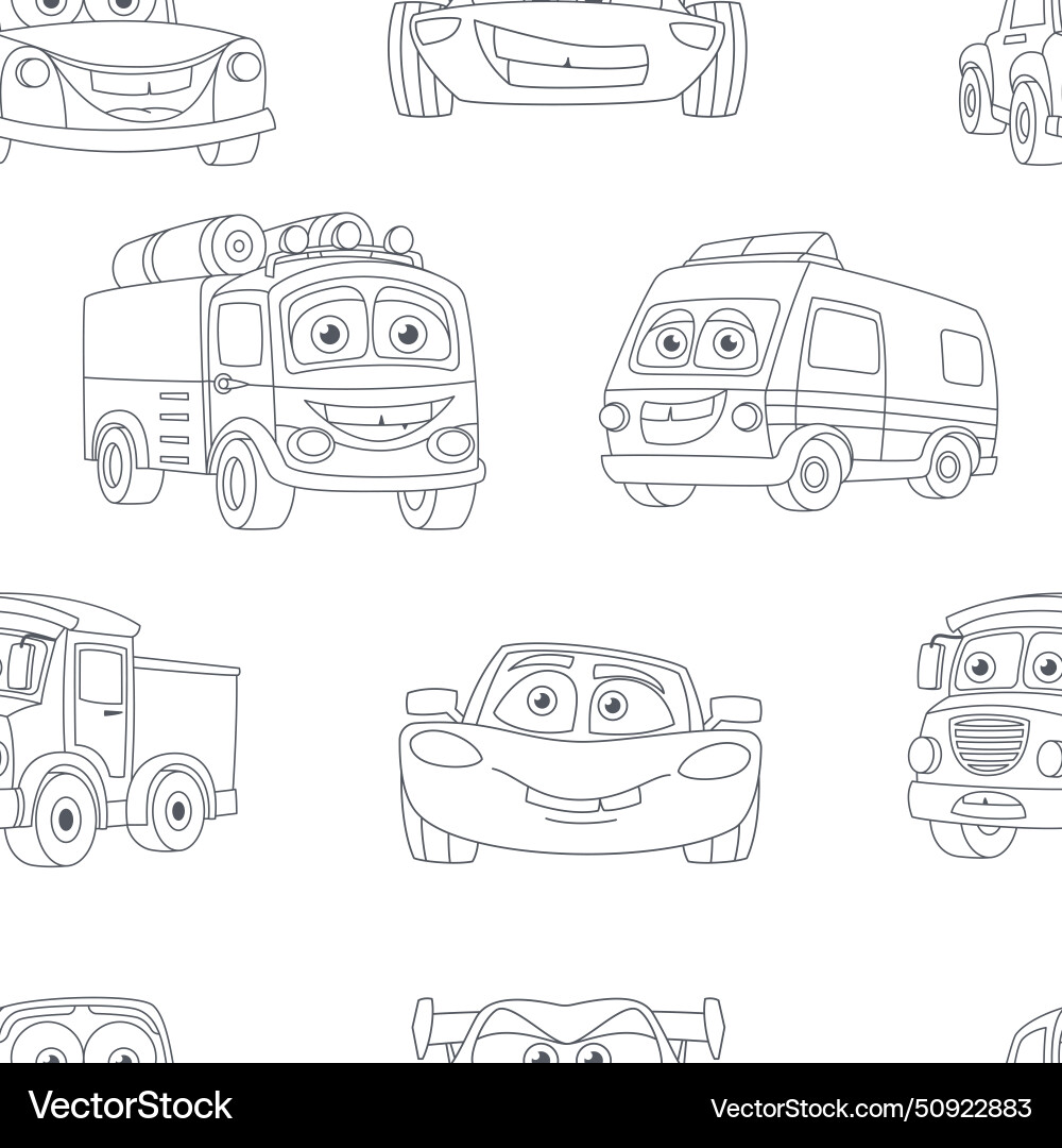 Color book cars pattern logo label print patch or Vector Image
