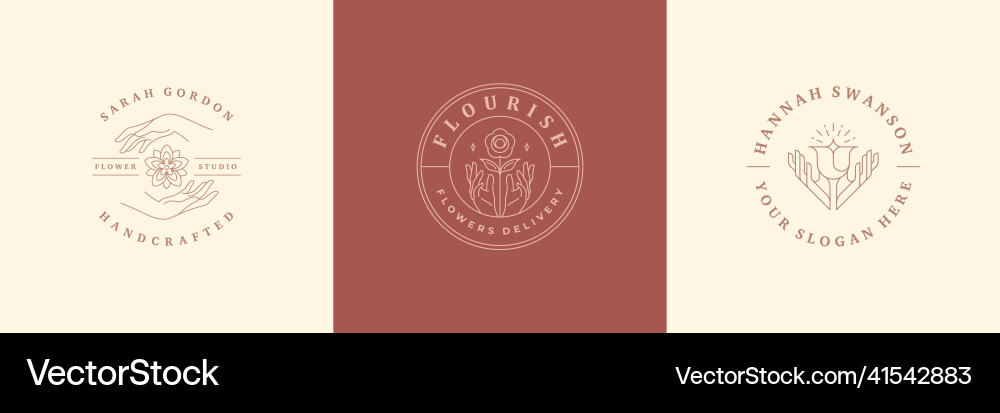 Feminine logos emblems design templates set Vector Image