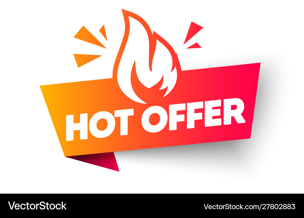 Hot Offer Flame Label Web Banner Royalty Free Vector Image