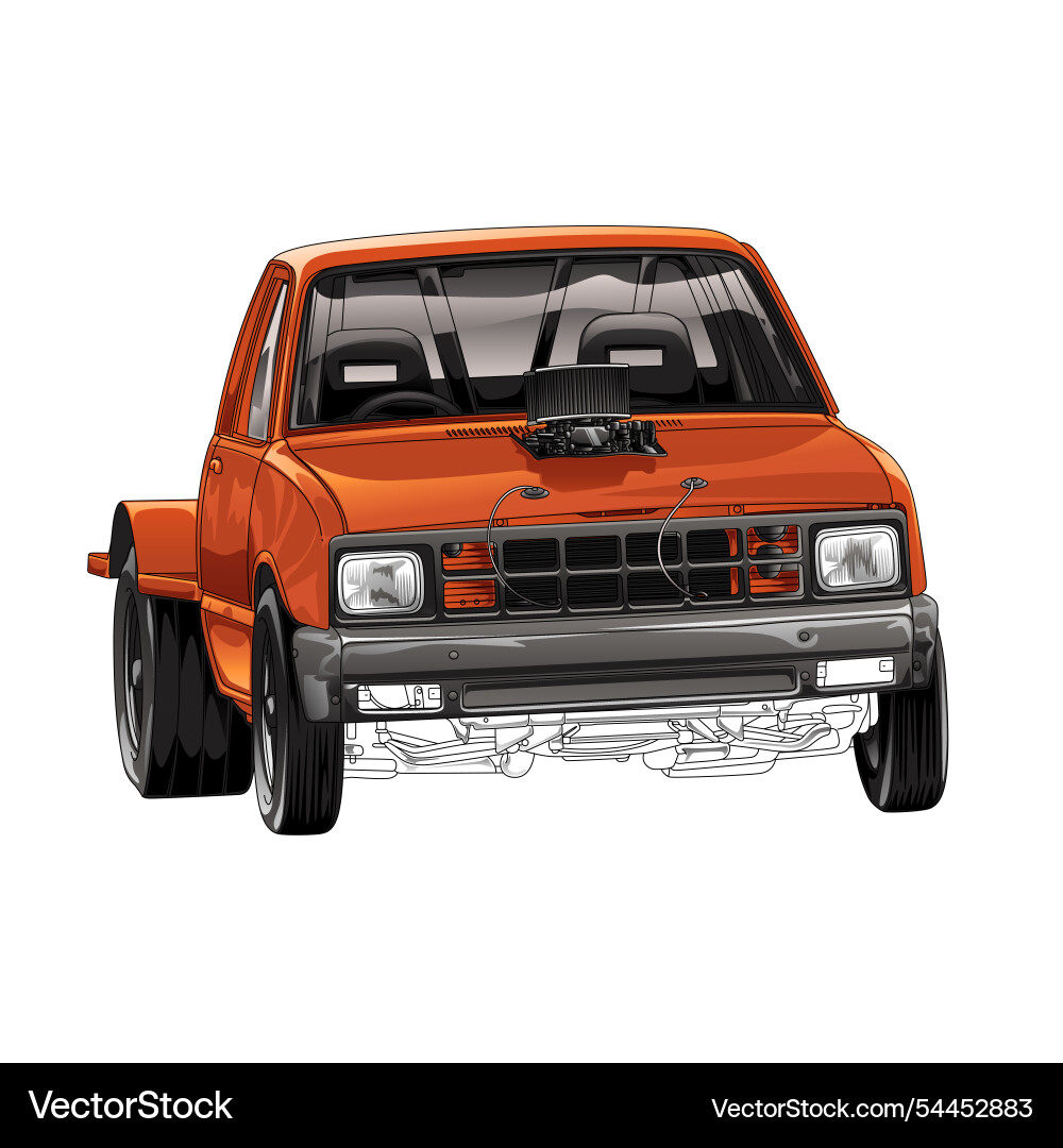 Orange drag racing car with white strip Royalty Free Vector