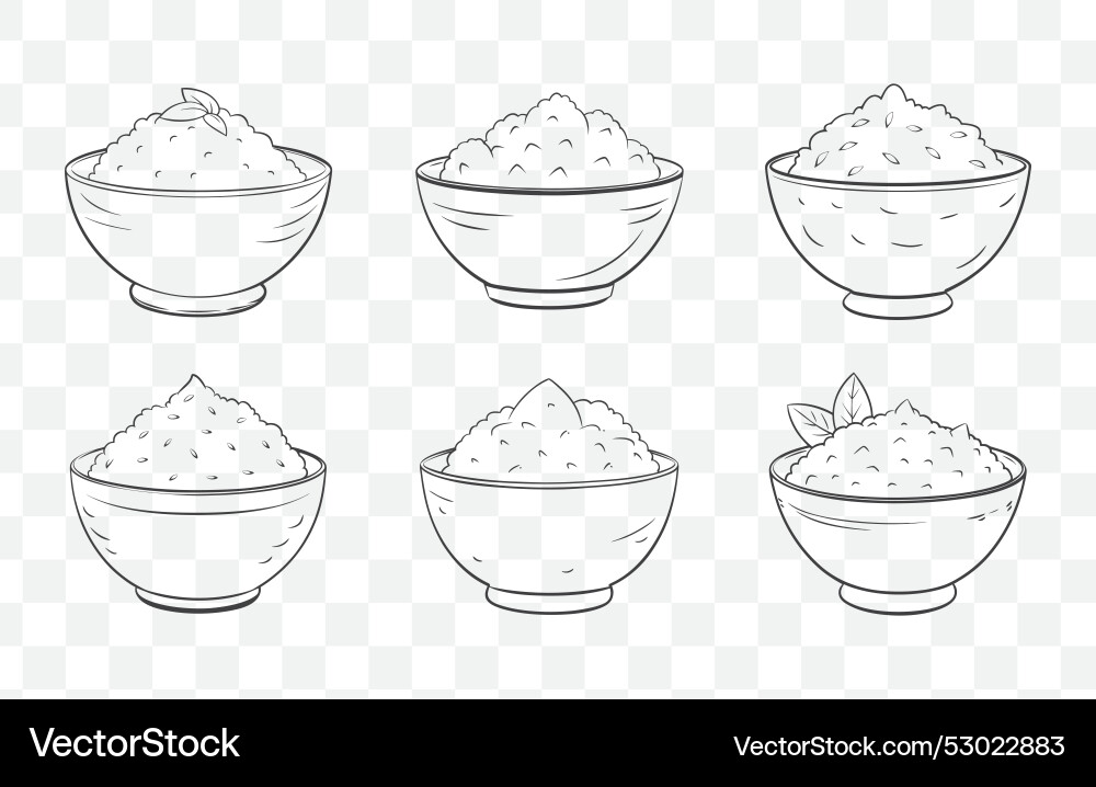 Print mango sticky rice line art set Royalty Free Vector