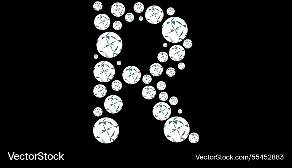 Silver rhinestone diamonds alphabet letter r Vector Image