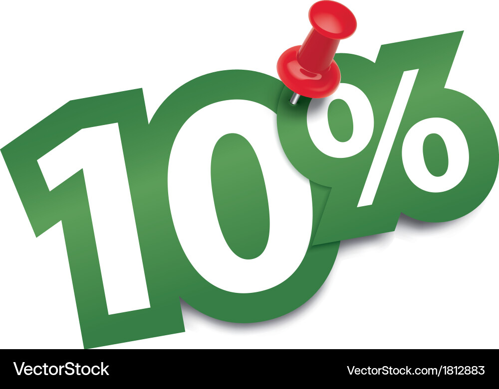 Ten Percent Sticker with Thumbtack Royalty Free Vector Image