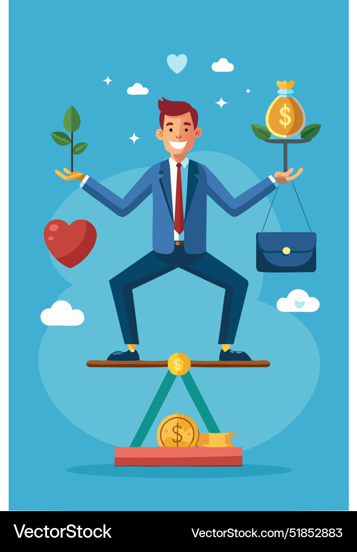 Work-life balance businessmans balancing act Vector Image