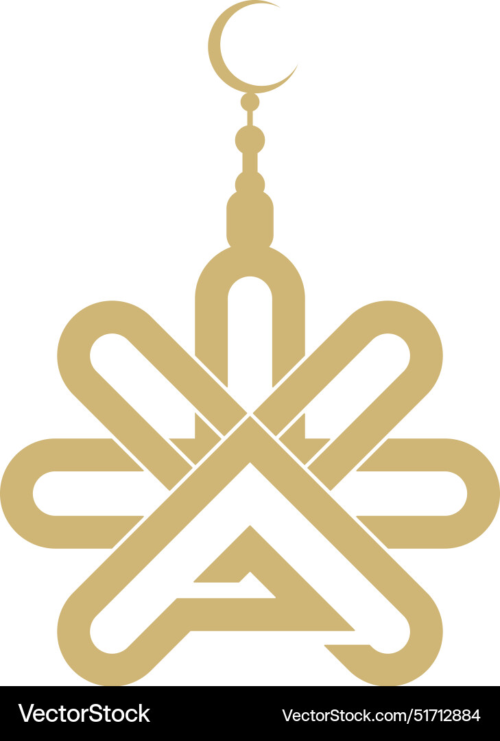 A logo islamic mosque with eid mubarak Royalty Free Vector