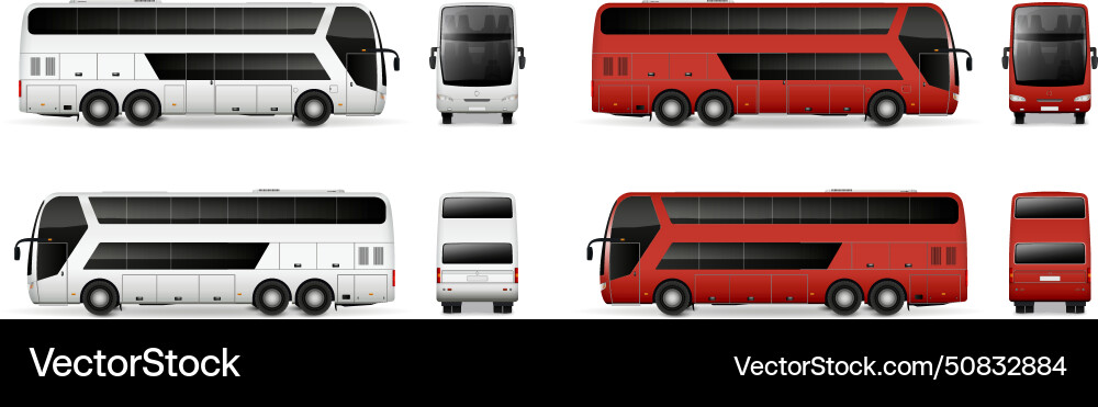 Bus realistic mockup set Royalty Free Vector Image