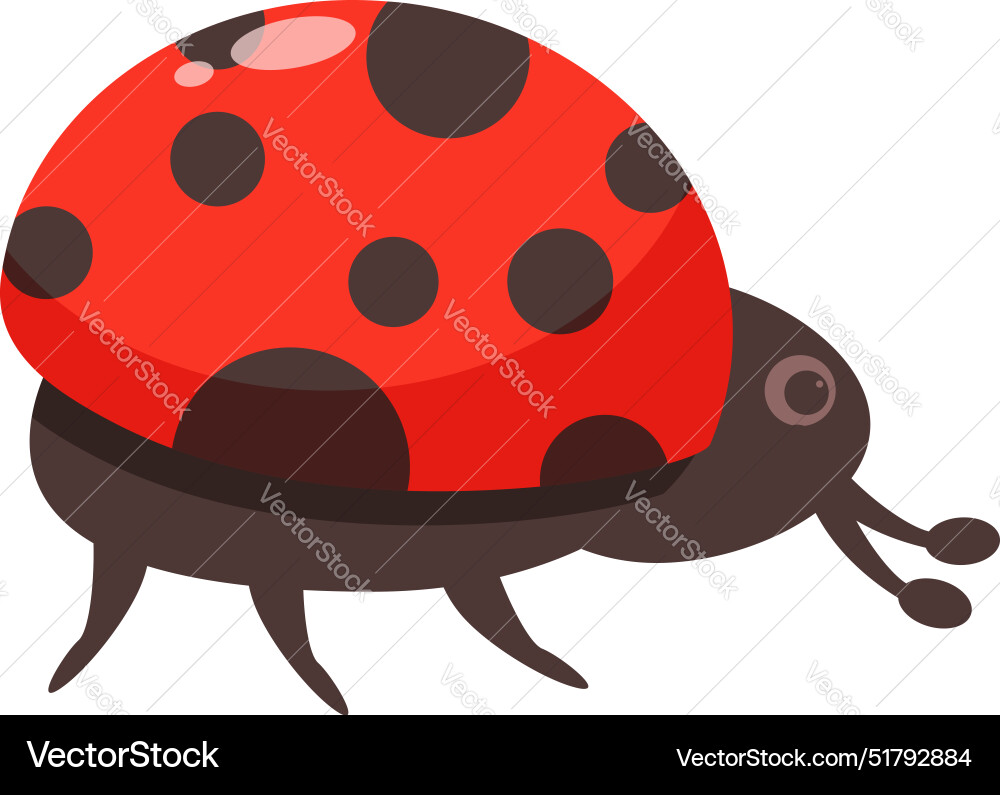 Cartoon ladybug is crawling on six legs Royalty Free Vector