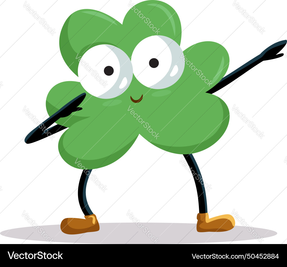 Clover leaf cartoon character dabbing and dancing Vector Image