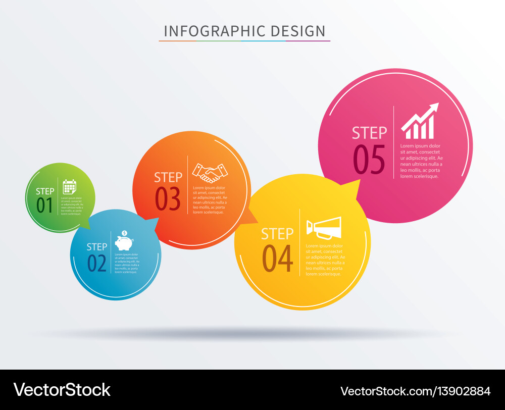 Infographics circle number 5 step template Vector Image