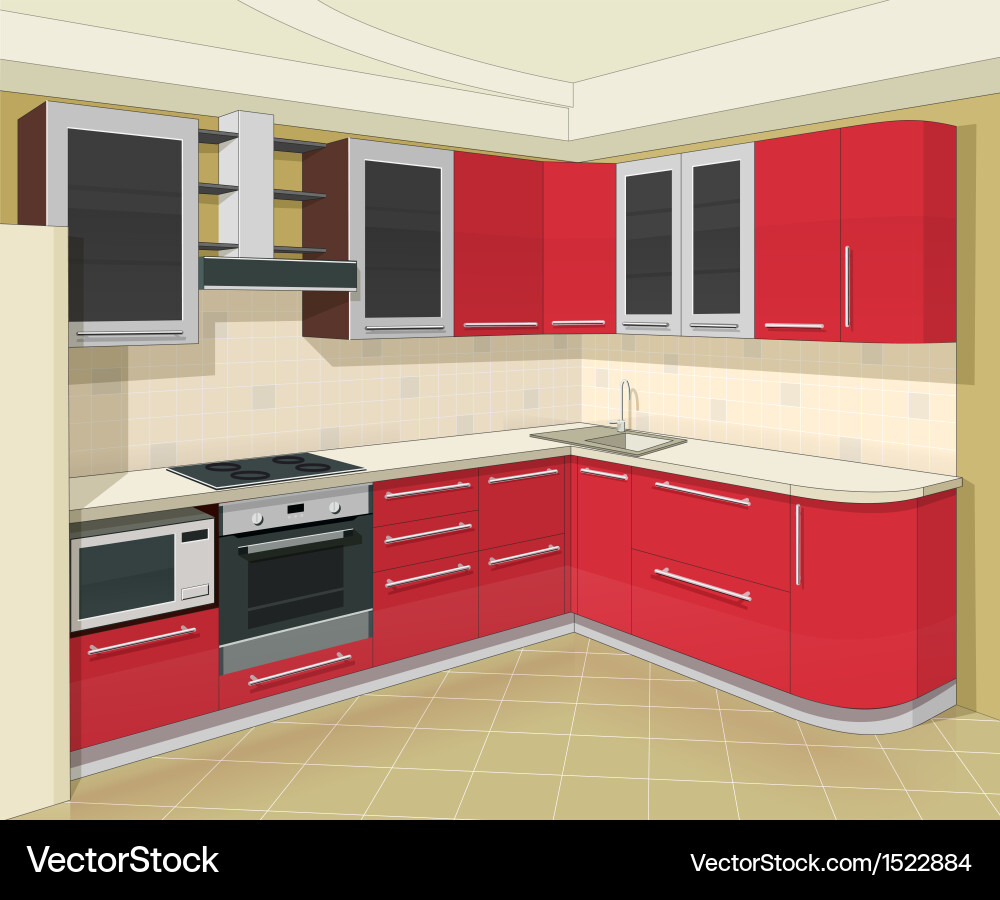 Kitchen interior Royalty Free Vector Image - VectorStock