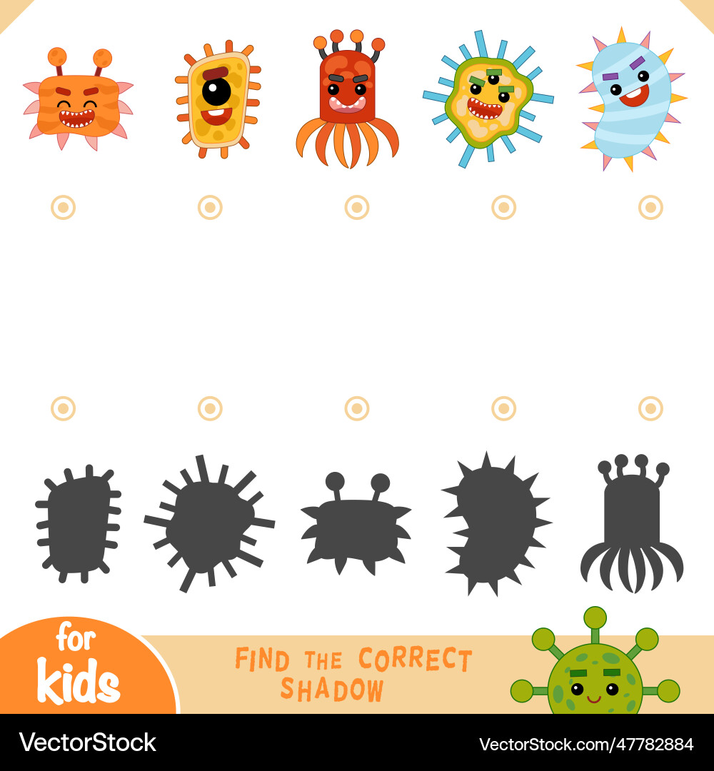 Shadow Matching Game - Bacteria & Viruses Vector Image