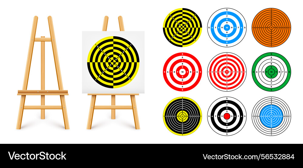 Shooting range target on a wooden easel stand Vector Image
