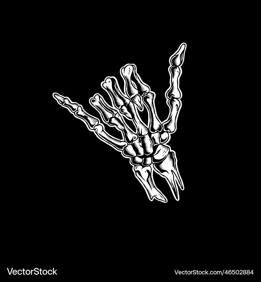 Skeleton hand with call me symbol Royalty Free Vector Image