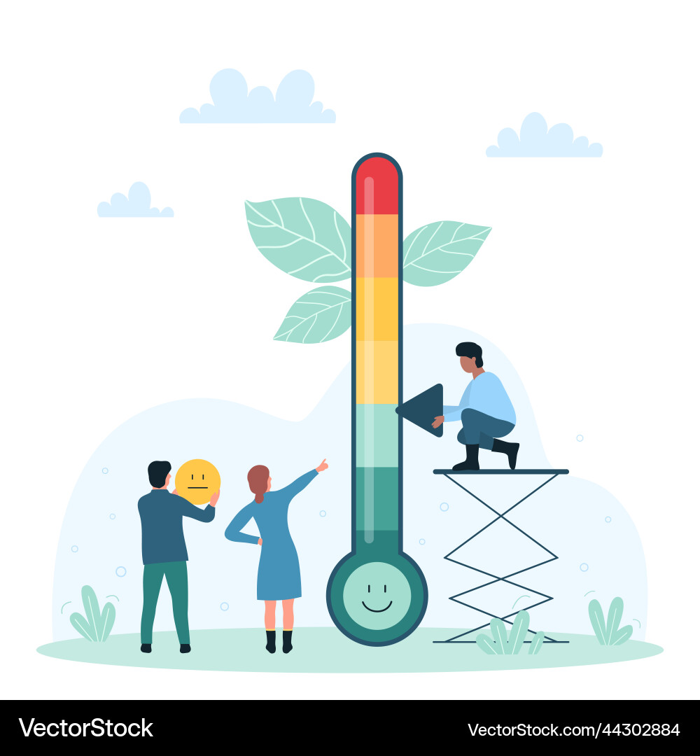 Stress level measurement on thermometer tiny Vector Image