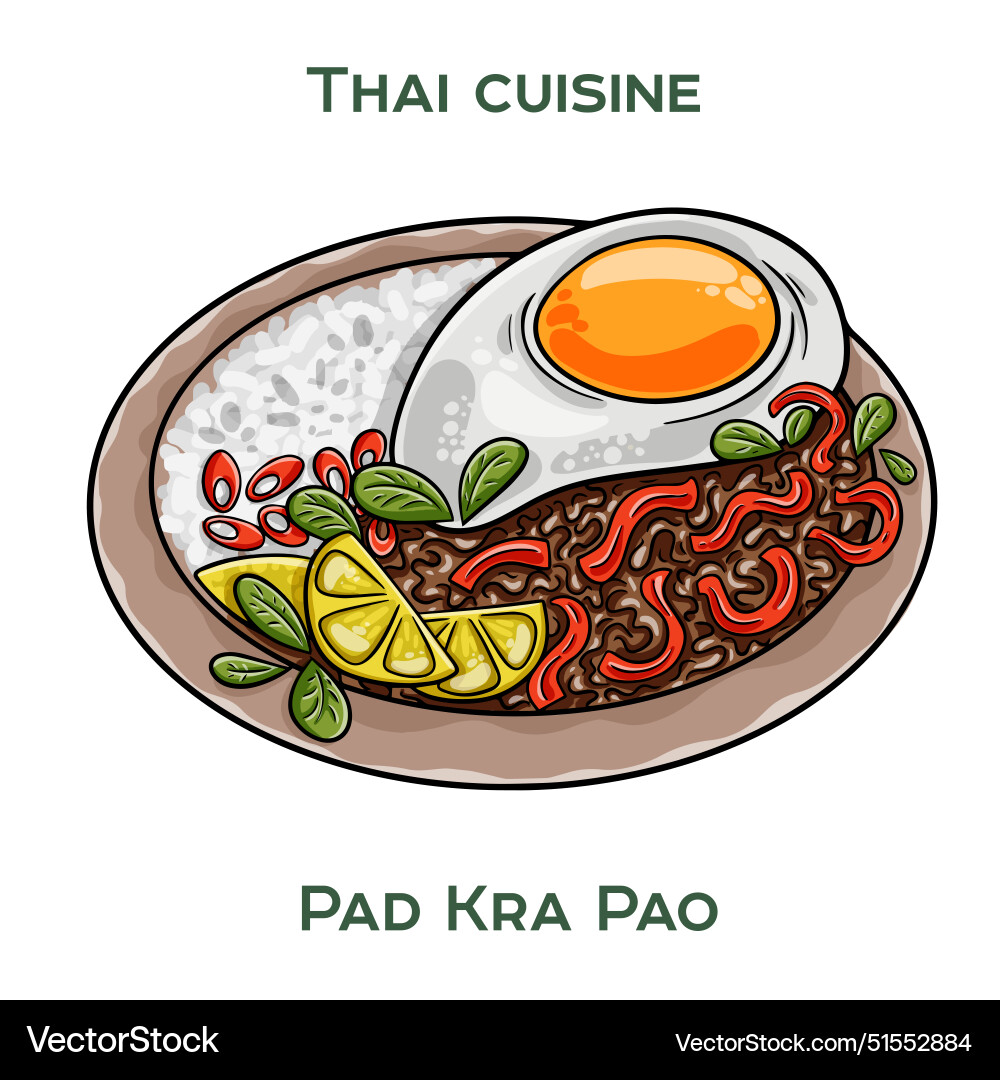 Traditional thai food on white Royalty Free Vector Image