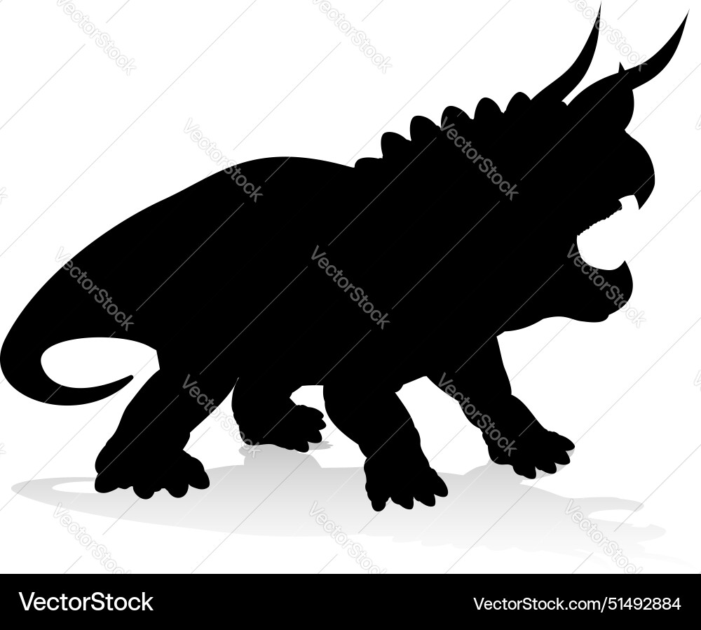 Triceratops dinosaur silhouette Royalty Free Vector Image