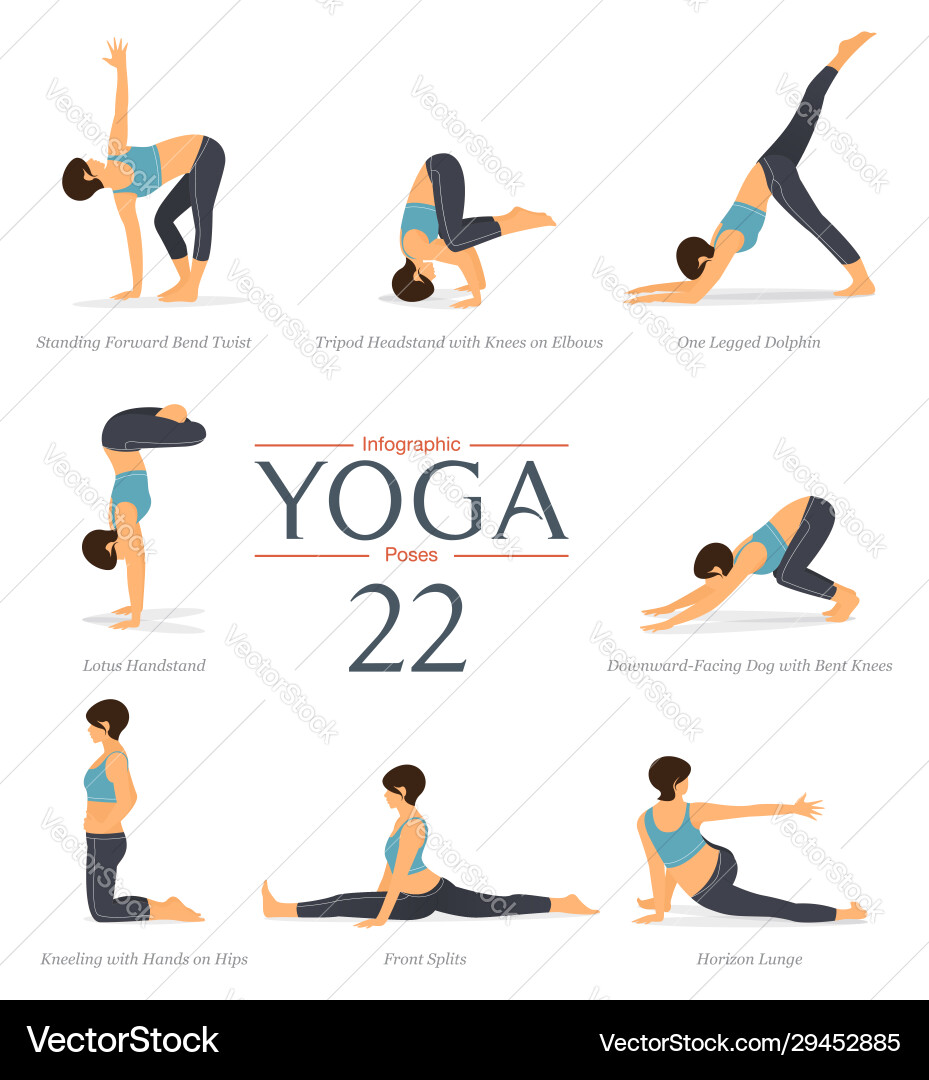 8 yoga poses for exercise infographic Royalty Free Vector