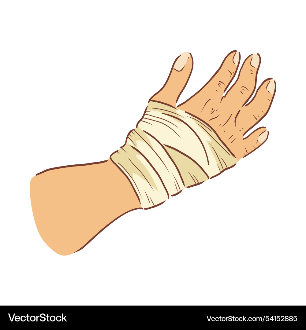 Bandaged hand palm in flat design wrist Royalty Free Vector