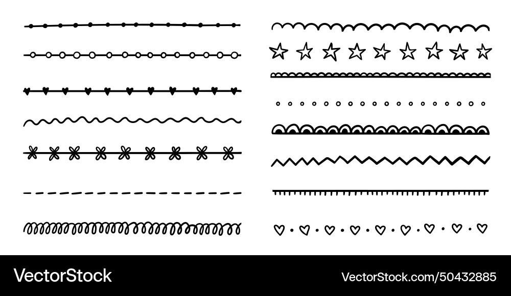 Big set of hand drawn line borders scribble Vector Image