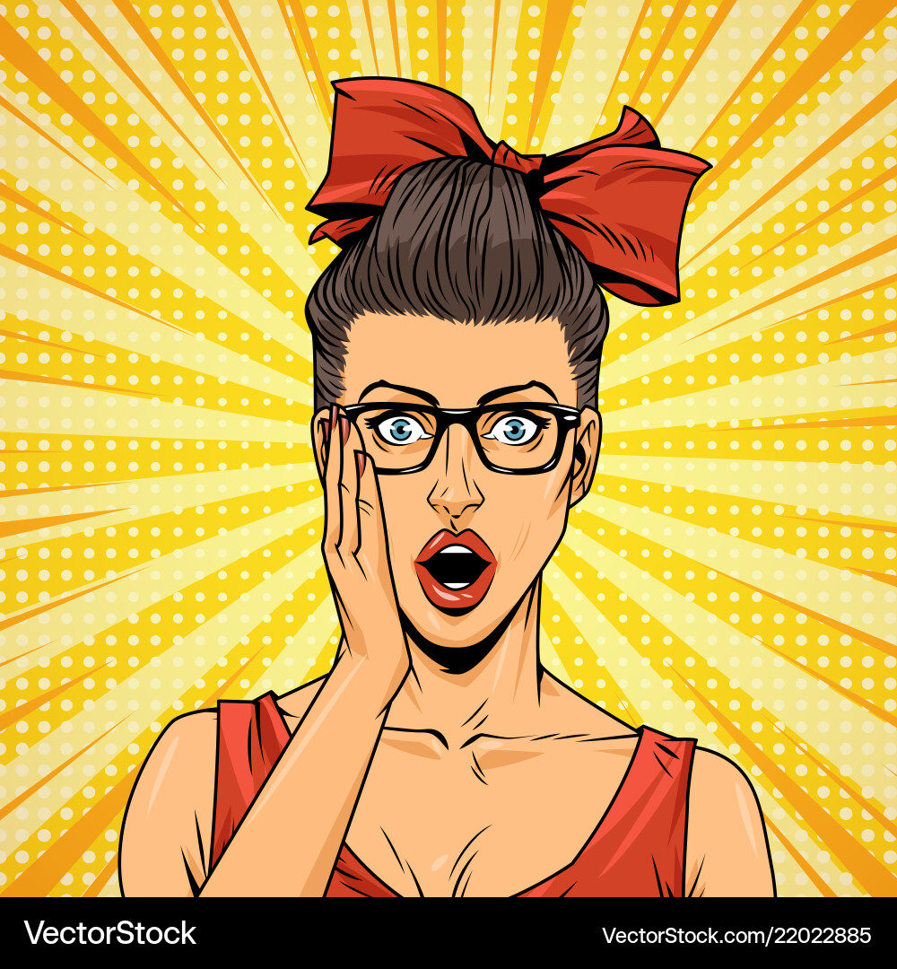 Comic beautiful surprised woman Royalty Free Vector Image