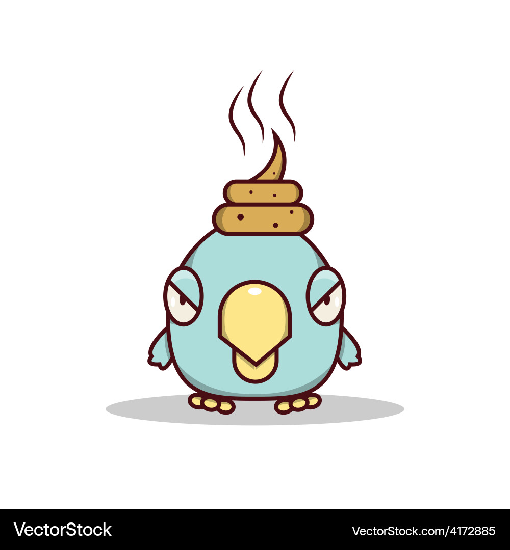 Cute Cartoon Bird with Poo on Head Royalty Free Vector Image