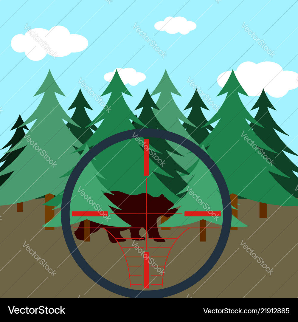 Hunting in fir forest Royalty Free Vector Image