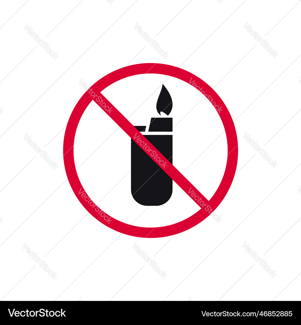 Lighter not allowed prohibited sign forbidden Vector Image