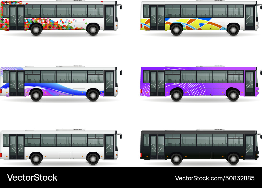 Municipal bus set Royalty Free Vector Image - VectorStock