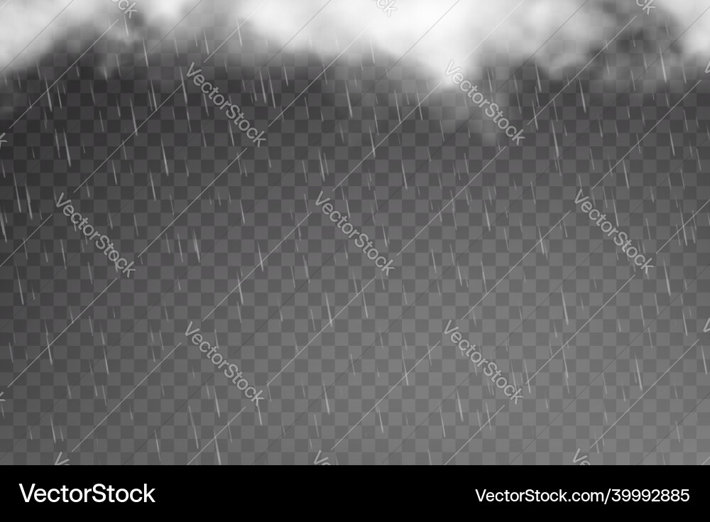 Rain drops cloud rainfall transparent background Vector Image