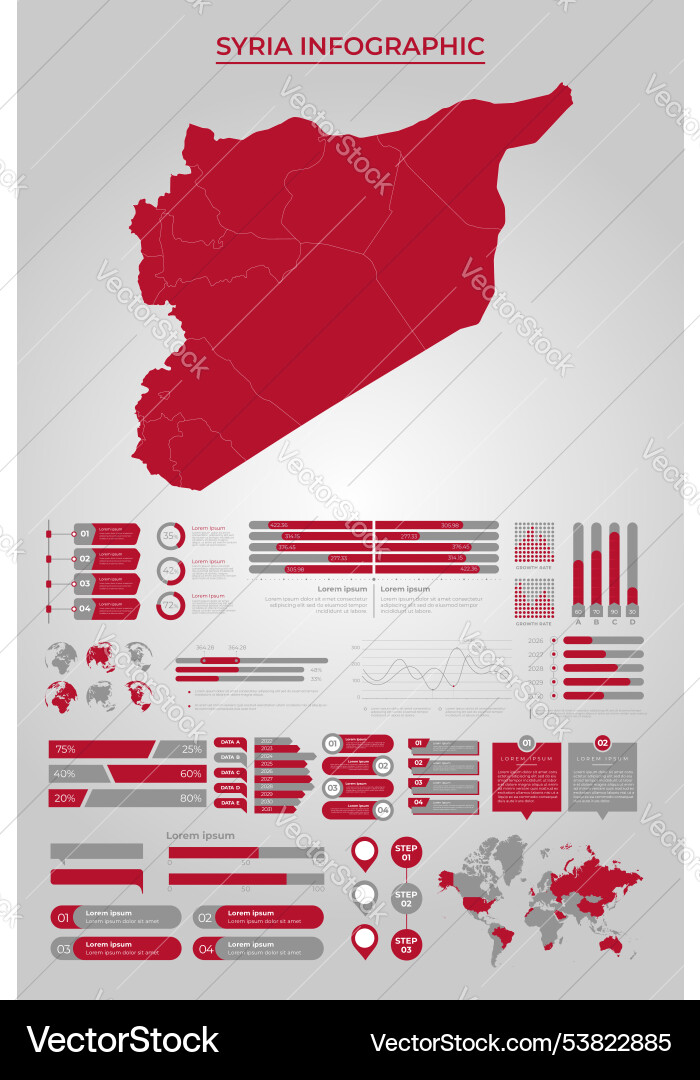 Syria map template with business infographic Vector Image