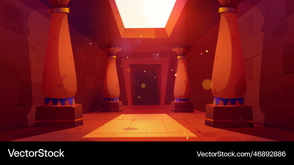Cartoon corridor inside ancient egyptian temple Vector Image