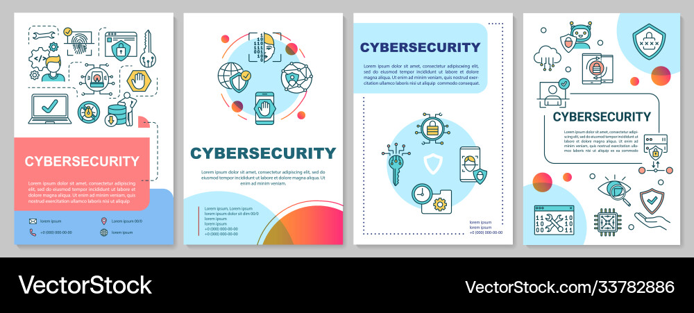 Cybersecurity framework brochure template Vector Image