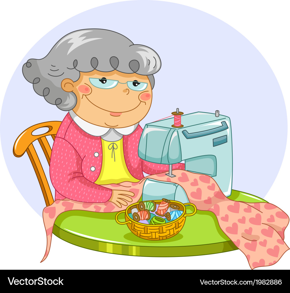 Grandma Sewing Vector Images (36)