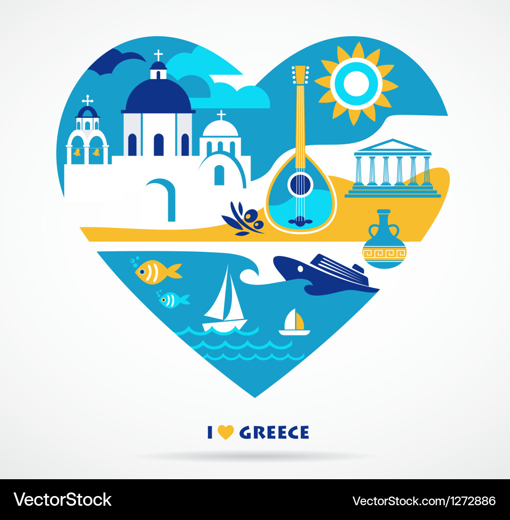 Greece love Royalty Free Vector Image - VectorStock