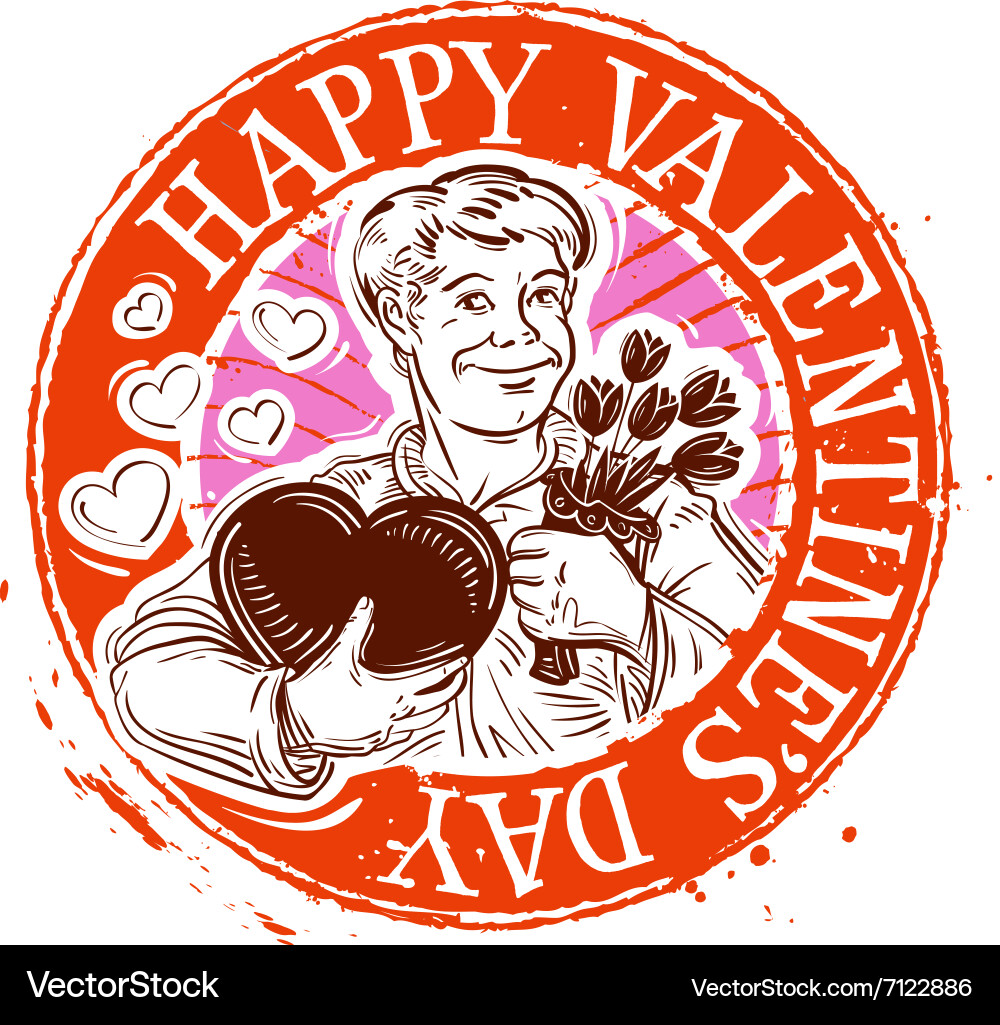Happy valentines day stamp Royalty Free Vector Image