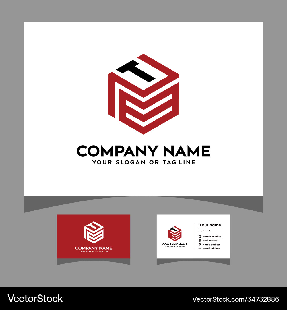 PTB Initials Hexagon Logo Royalty Free Vector Image