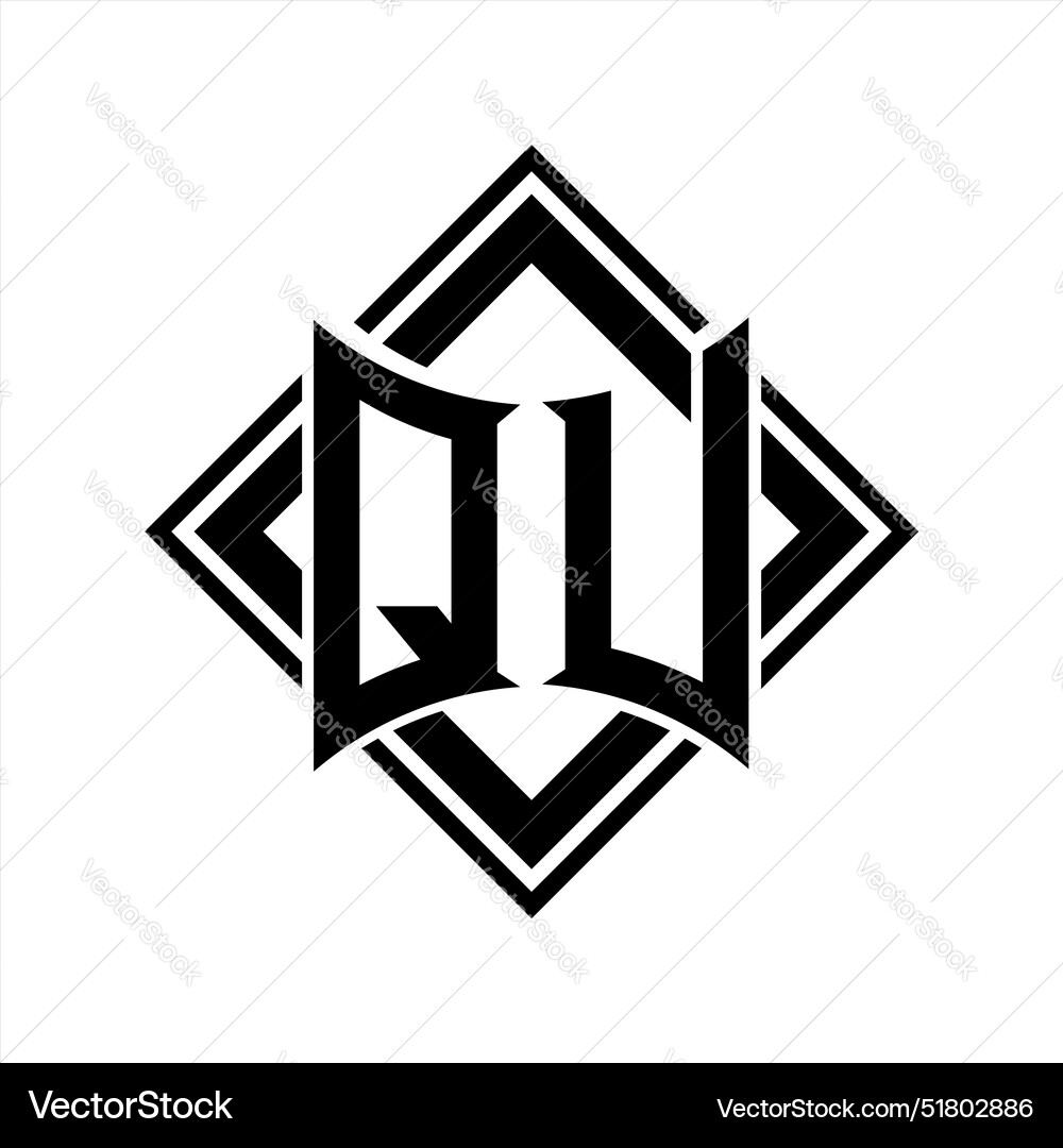 Qu letter logo with abstract shield shape Vector Image