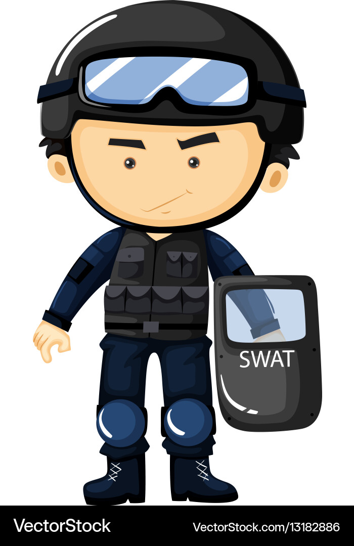Swat in protection uniform Royalty Free Vector Image