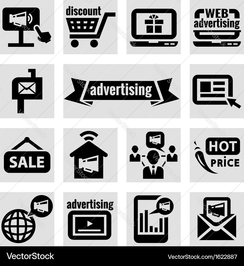 Advertising icons Royalty Free Vector Image - VectorStock