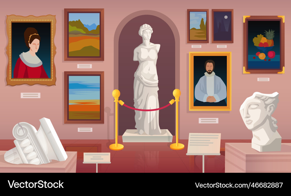 Ancient Museum Statue Sculpture Royalty Free Vector Image