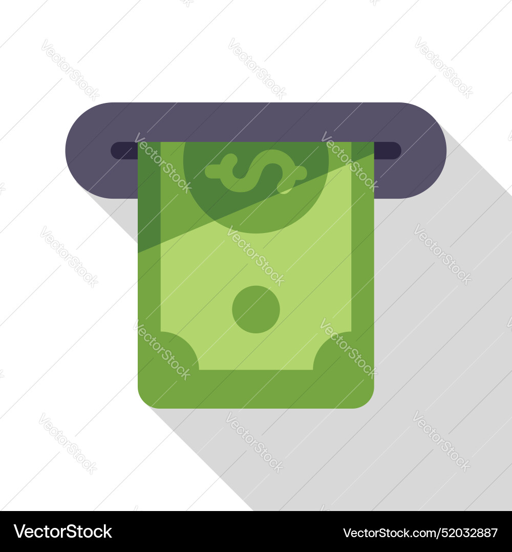 Atm cash machine dispensing green dollar banknote Vector Image