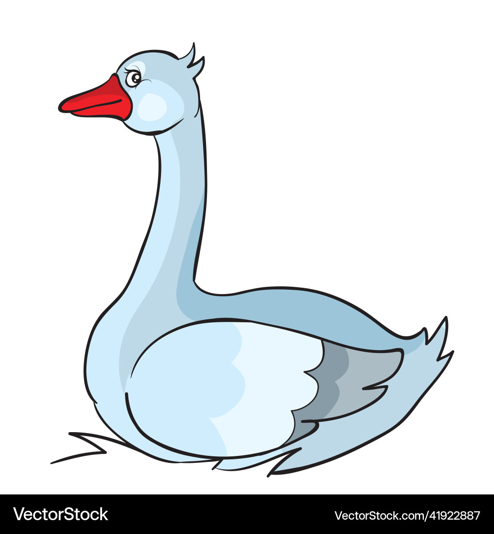 Cartoon goose sits quietly isolated object Vector Image