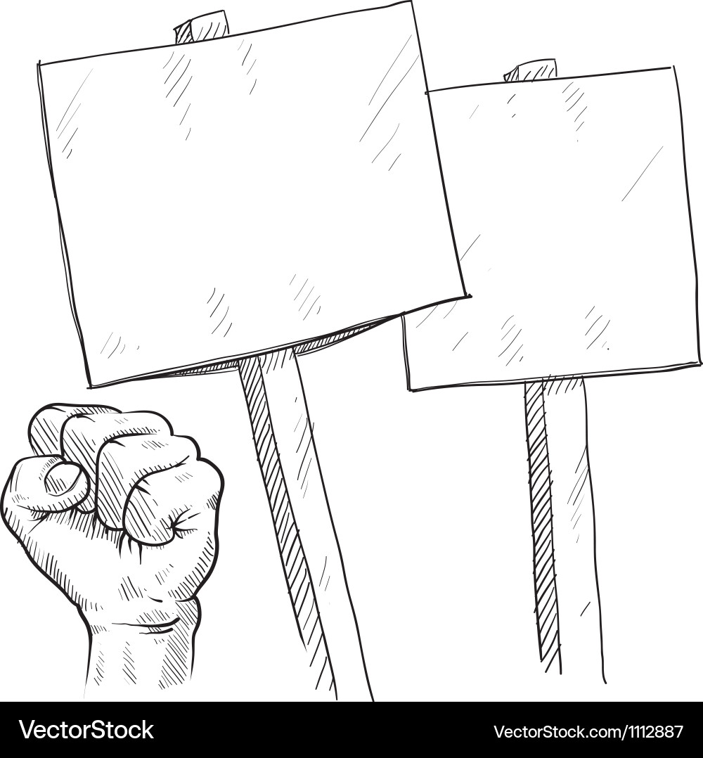 Doodle protest signs fist Royalty Free Vector Image