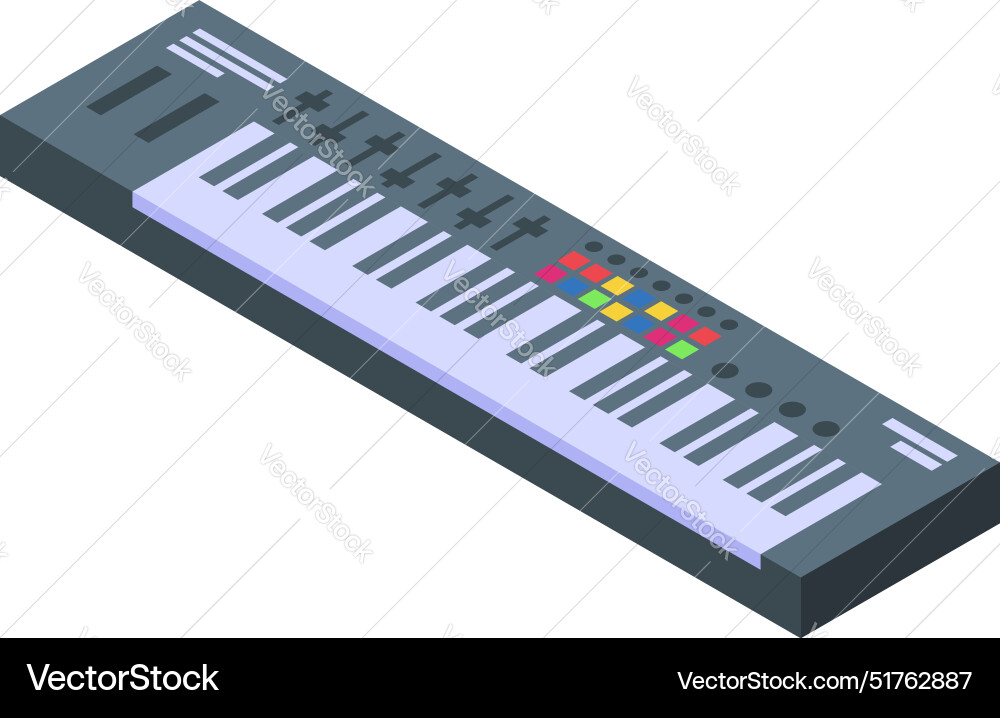 Electronic piano keyboard synthesizer showing Vector Image