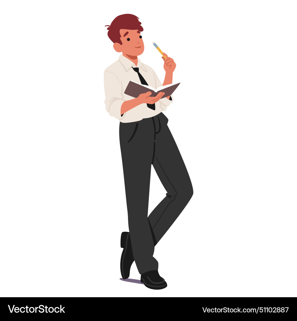 Man reading concept young character stands Vector Image