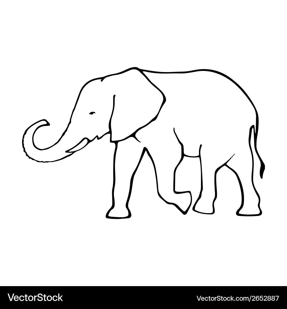 Outline elephant template for design Royalty Free Vector