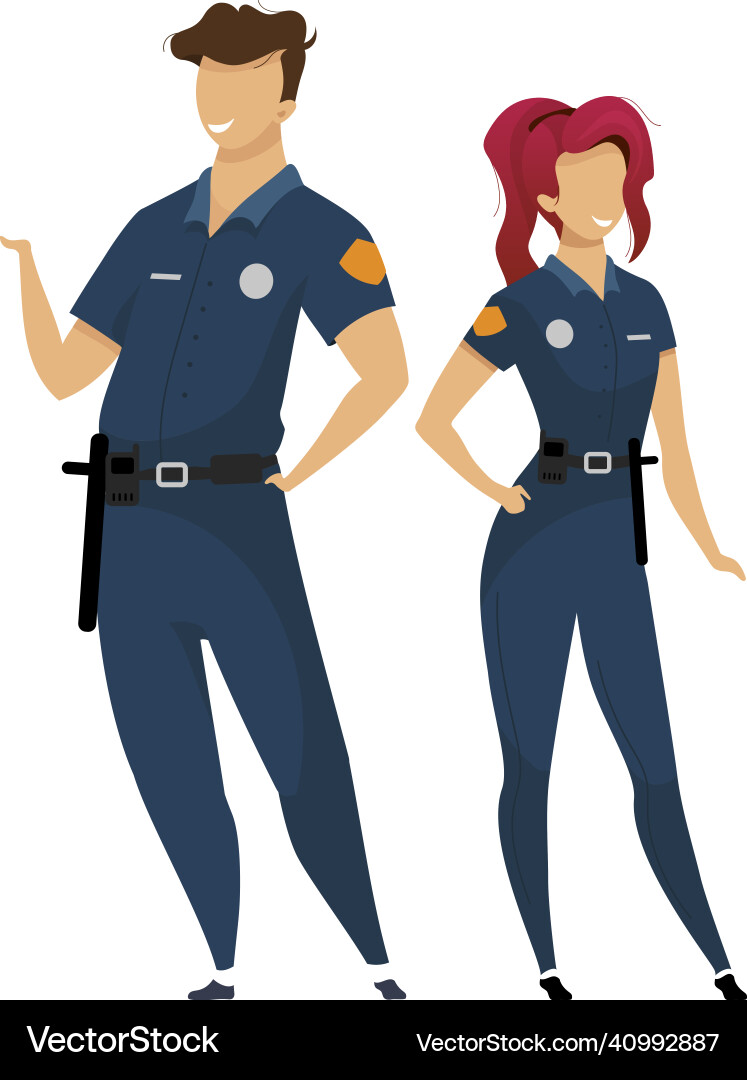 Police officers flat color faceless characters Vector Image
