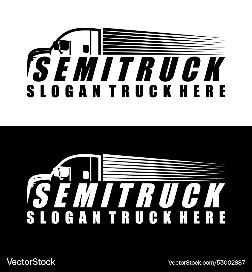 Semi truck line logo design Royalty Free Vector Image